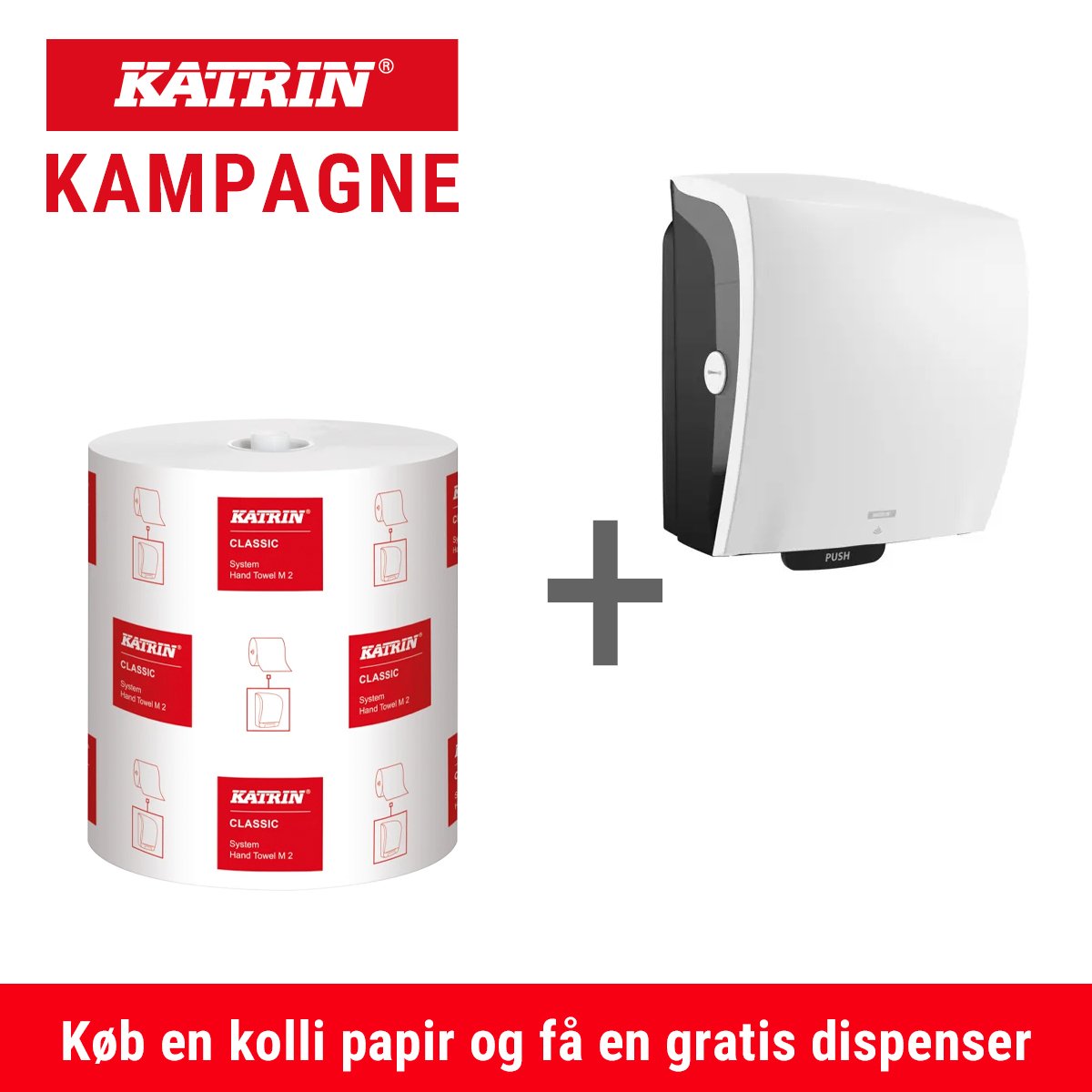 1 pakke Katrin papir + 1 sort Hybrid dispenser gratis - Papirhåndkle ...